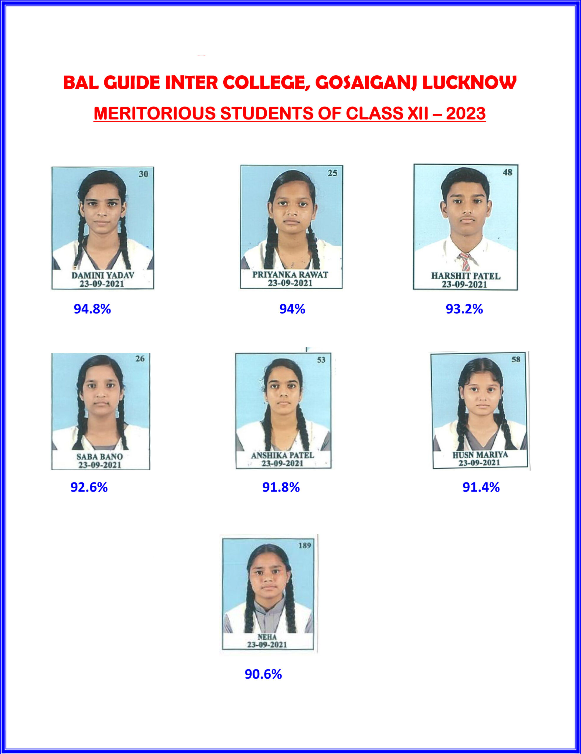 Merit List – Bal Guide School